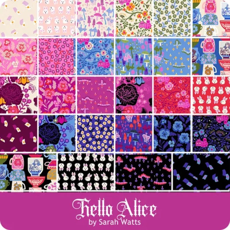 Hello Alice Cotton Charm Pack, Precut 5 Inch Squares Ruby Star, Alice ...