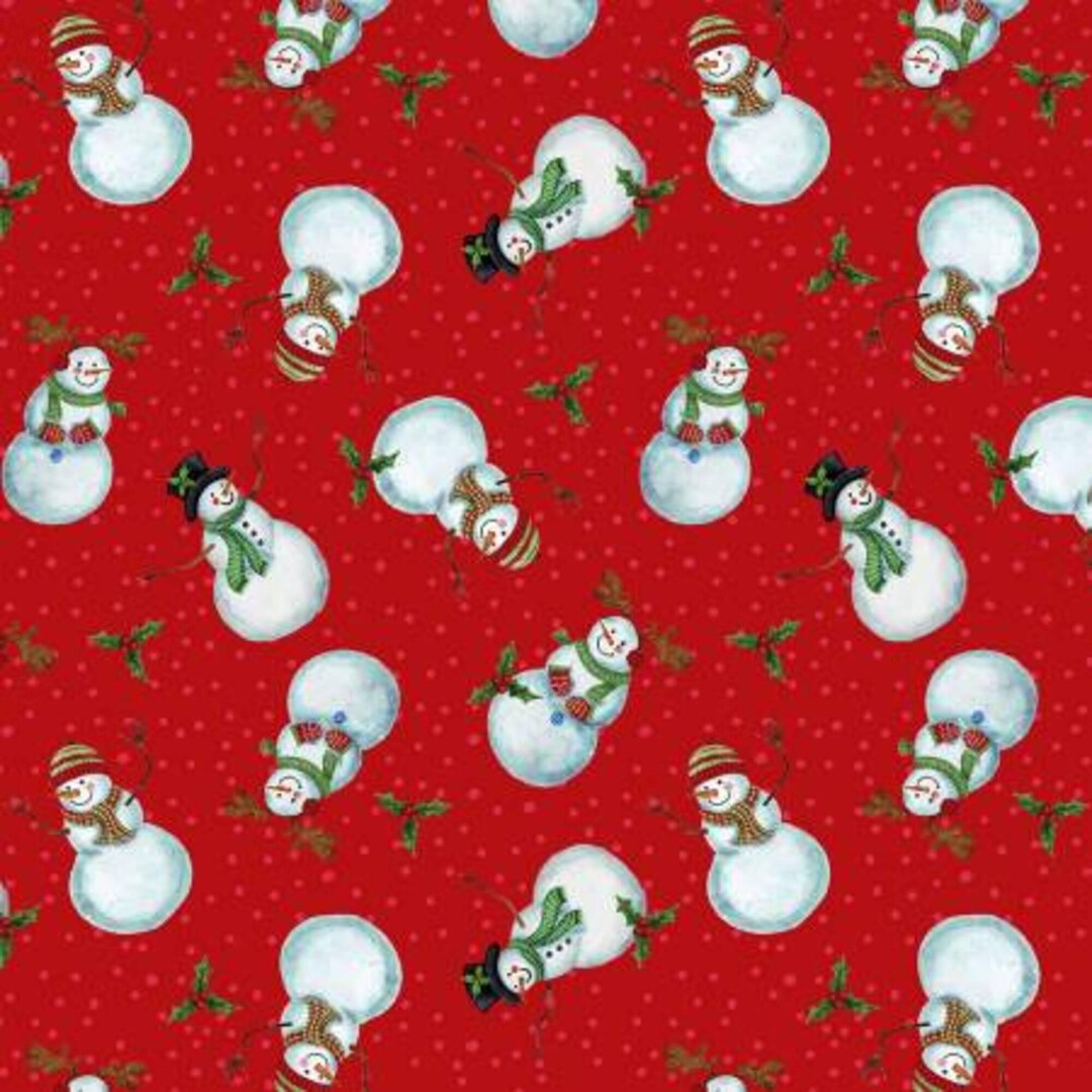 Snowmen Fabric, Chilly Friends, Fabric by Yard, Half Yard, Cotton ...