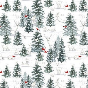 Winter Fabric, Forest Scene Fabric, Fabric by Yard, Half Yard, Cotton ...