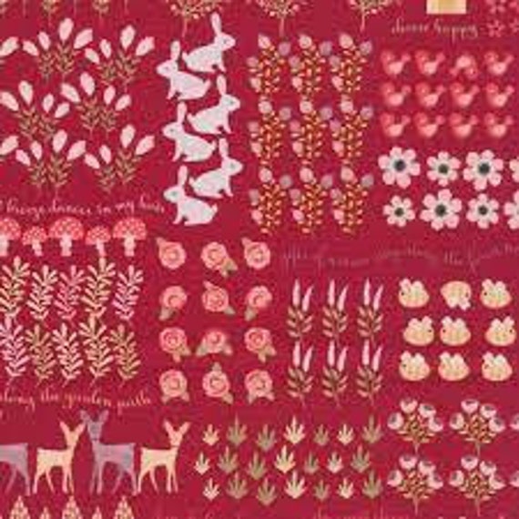 Garden Red Cotton Fabric by Half Yard or Yard Sophia Red | Etsy