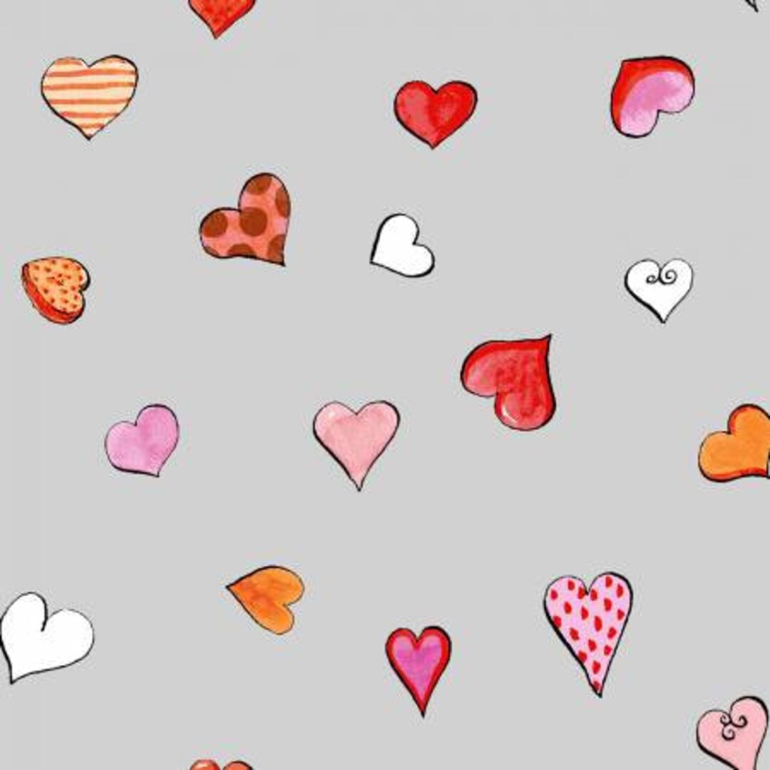 Hearts Fabric, Modern Hearts, Clothworks Fabric, Fabric by the Yard ...