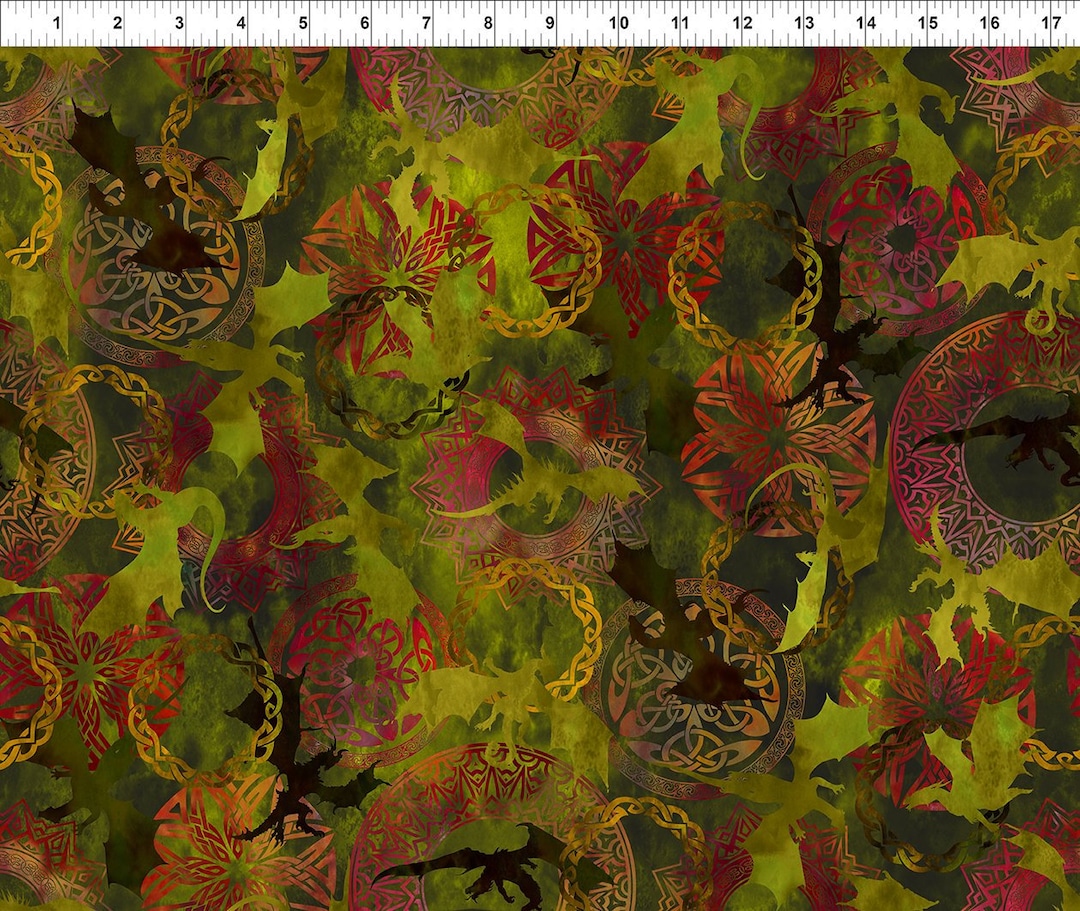 Dragon Fabric, Fabric by the Yard, Half Yard, Cotton Fabric, in the ...