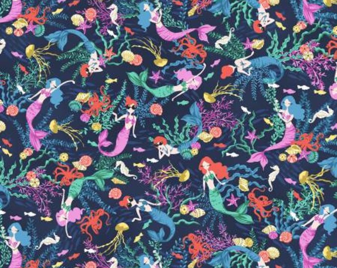 Mermaid Cotton Fabric by Half Yard or Yard From Studio E Fabrics, Dark ...