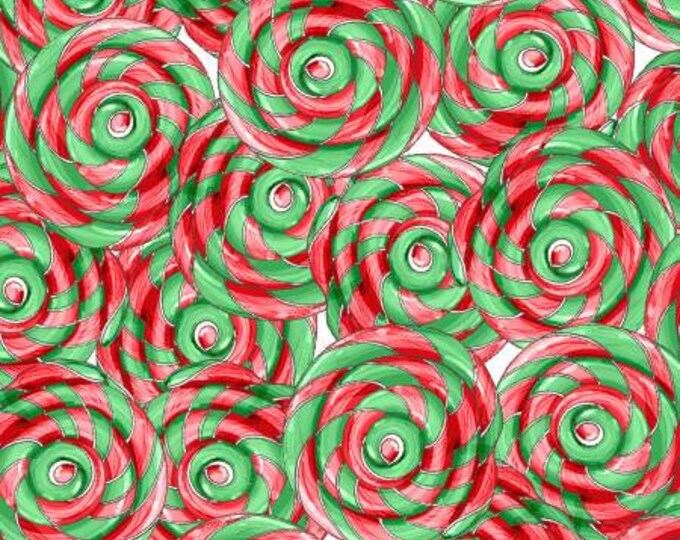Christmas Candy Fabric, Peppermint Kisses Fabric, Fabric by Yard, Half ...
