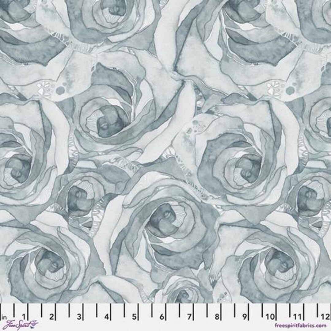 Organic Roses Fabric, Shell Rummel, Fabric by the Yard, Half Yard ...