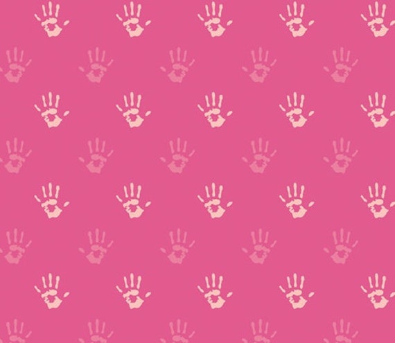 Pink Child Handprint Cotton Fabric by Half Yard or Yard Fingerpaint ...