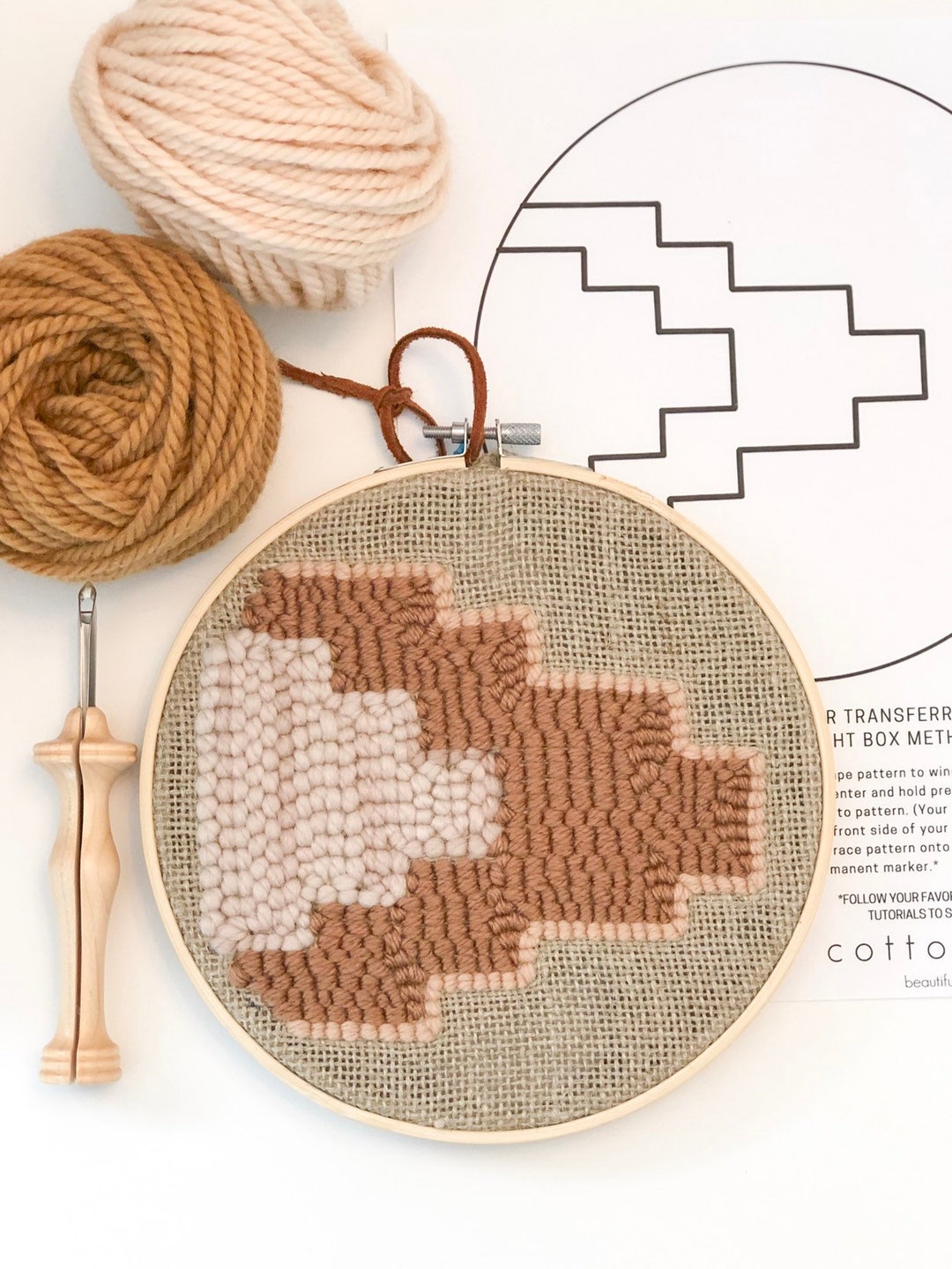 Aztec, Printable Punch Needle Pattern, PDF Pattern, Rug Hooking Pattern ...