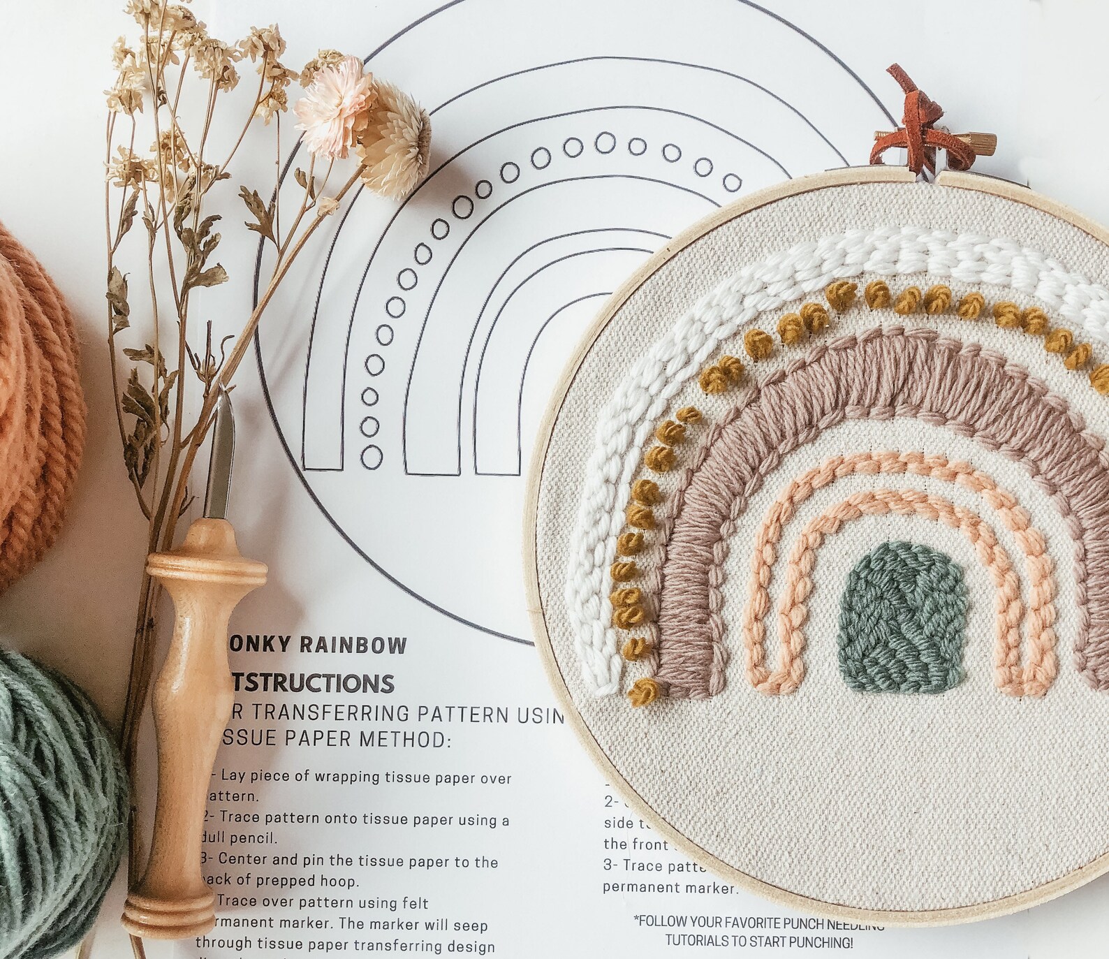 Punch Needle Pattern PDF Pattern Rainbow Art Punch | Etsy