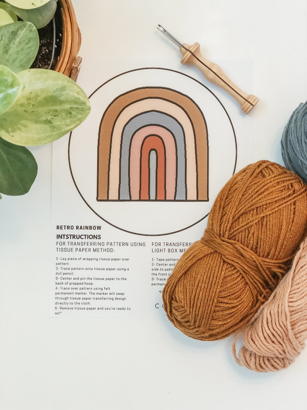 Retro Rainbow Punch Needle, Punch Needle Pattern, PDF Pattern, Punch ...