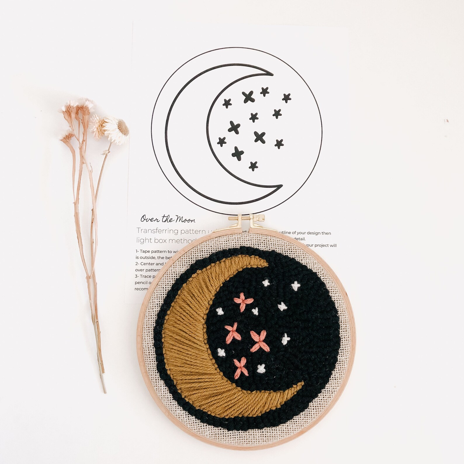 Moon Punch Needle Pattern, Punch Needle, Rug Hooking Pattern, PDF ...