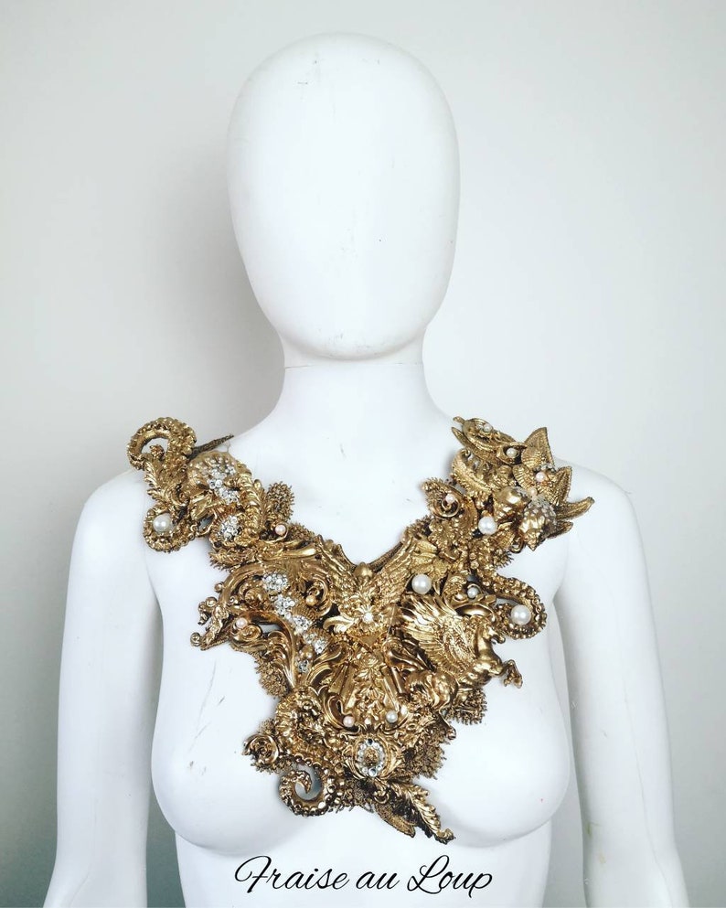 Baroque Mask and Gold Bib Necklace Jewel Rococo Couture - Etsy