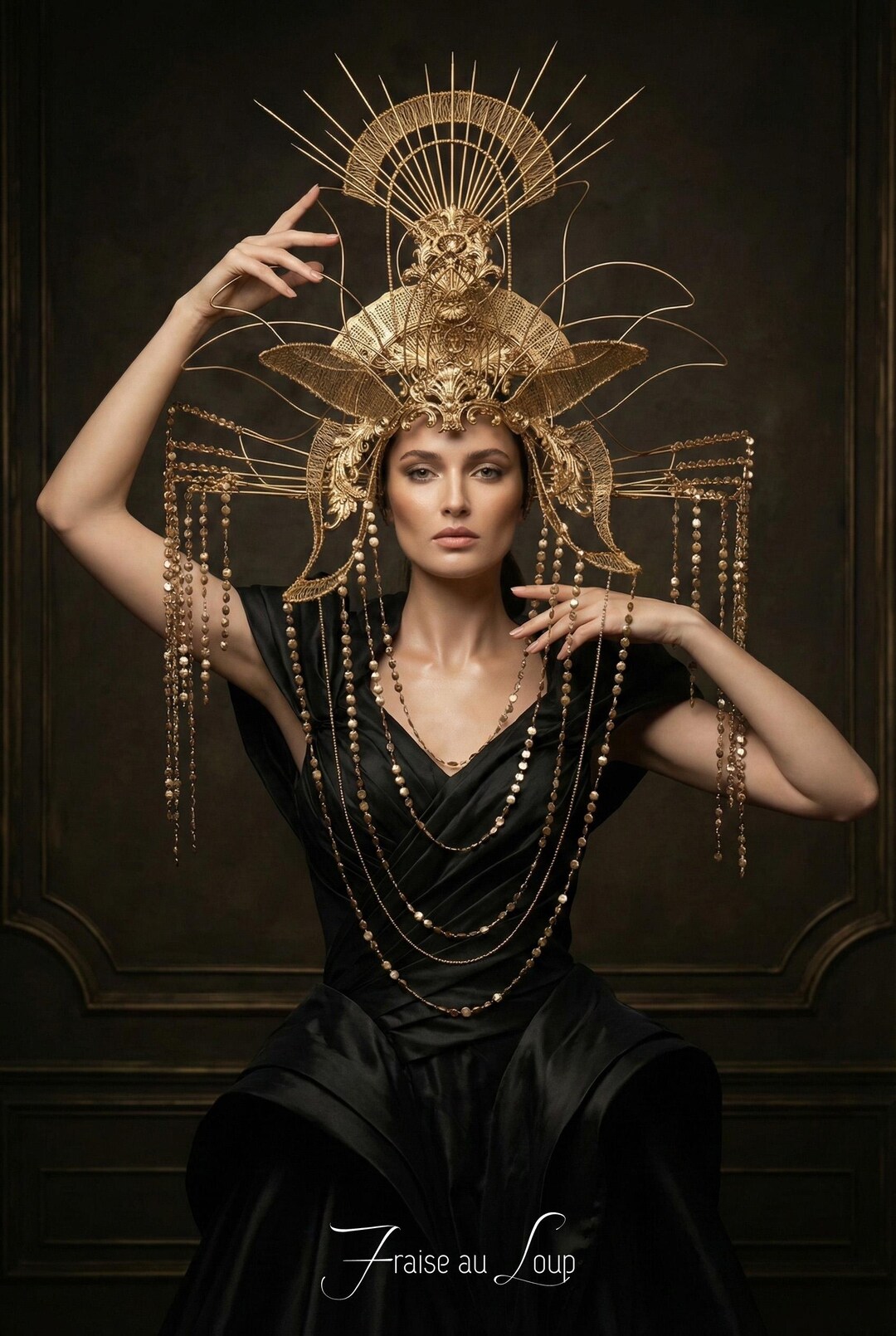 Imperial Headdress Royal Headpiece Crown Fantasy Cosplay Dragon Demonia ...