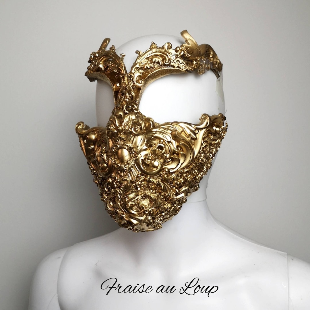 Baroque Mask and Gold Bib Necklace, Jewel, Rococo Couture Fashion ...