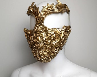 Baroque Mask and Gold Bib Necklace Jewel Rococo Couture | Etsy