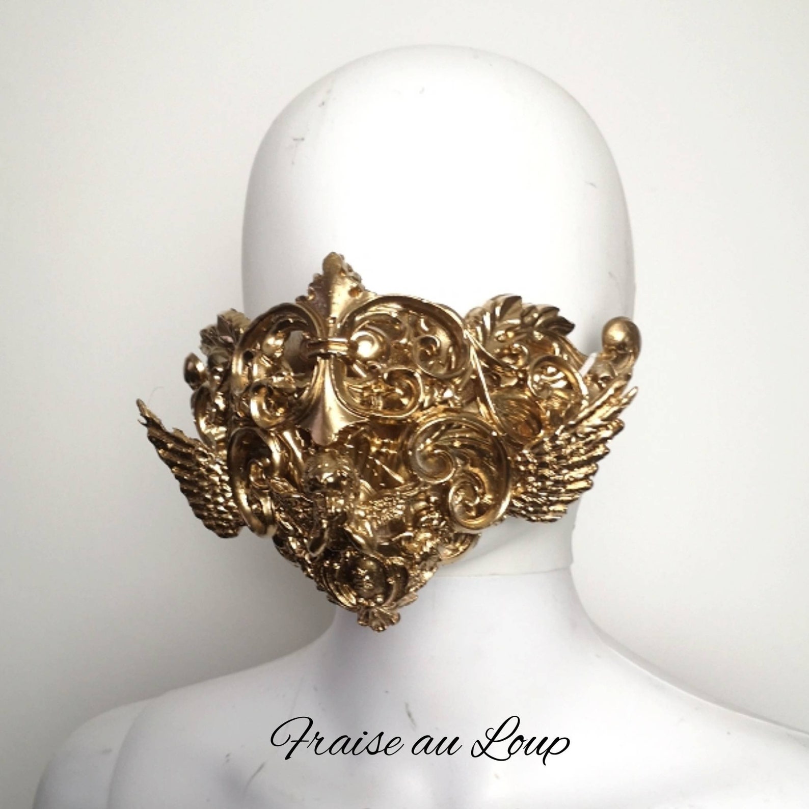 Baroque Mask and Gold Bib Necklace Jewel Rococo Couture - Etsy