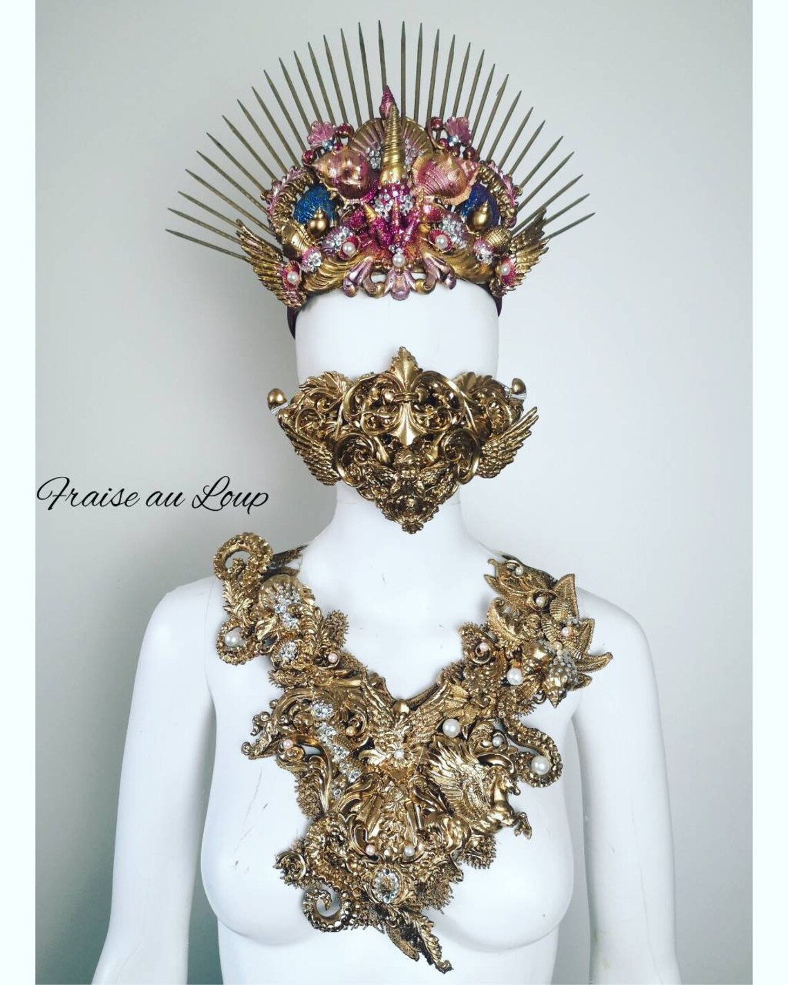 Baroque Mask and Gold Bib Necklace Jewel Rococo Couture - Etsy