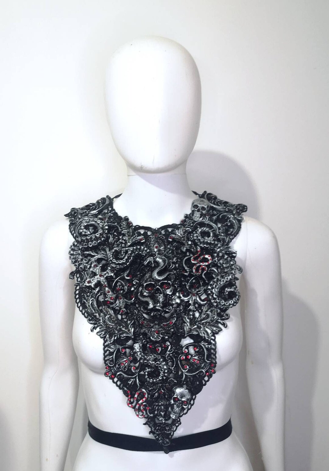 Black Anf Gold Bib Necklace, Jewel, Rococo Couture Fashion, Marie ...