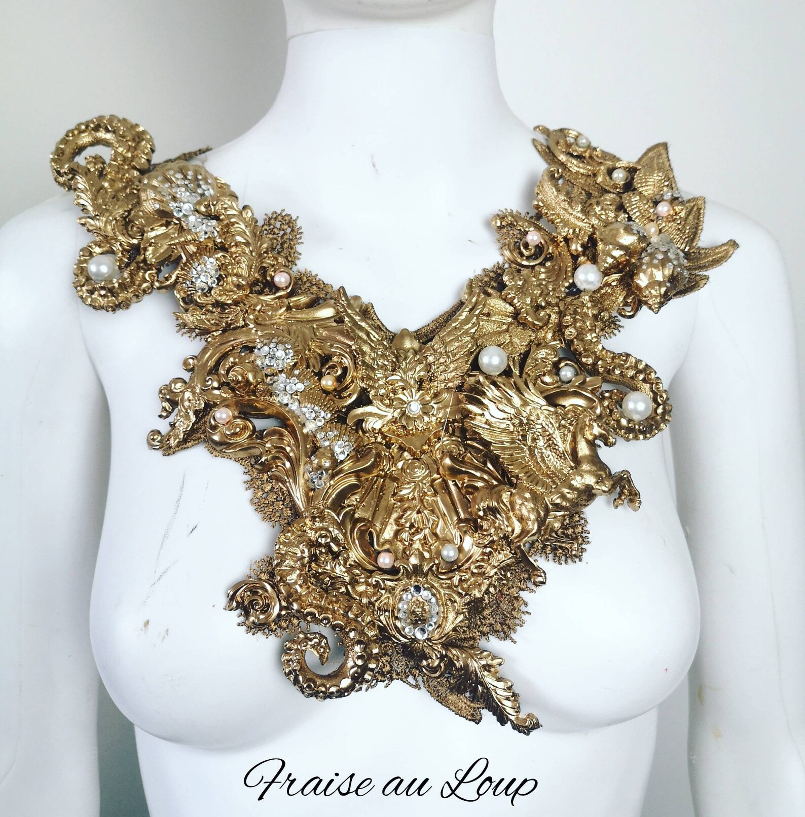 Baroque Mask and Gold Bib Necklace Jewel Rococo Couture - Etsy