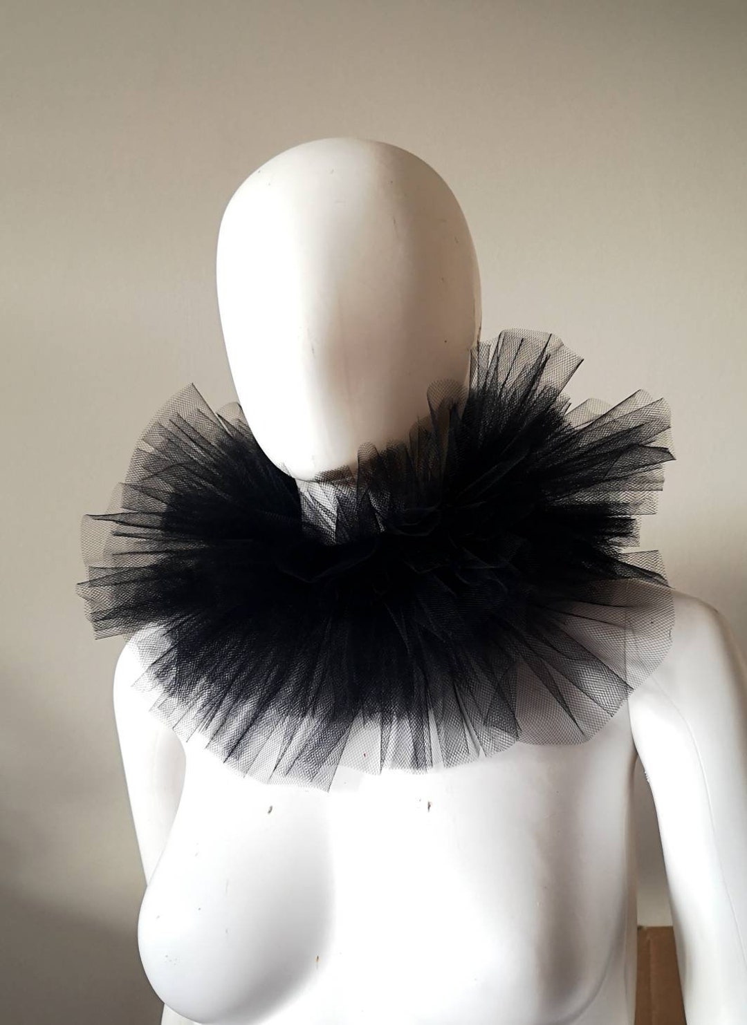 Tulle Ruffle Collar - Pierrot Circus - Elizabethan Neck Ruff Costume ...