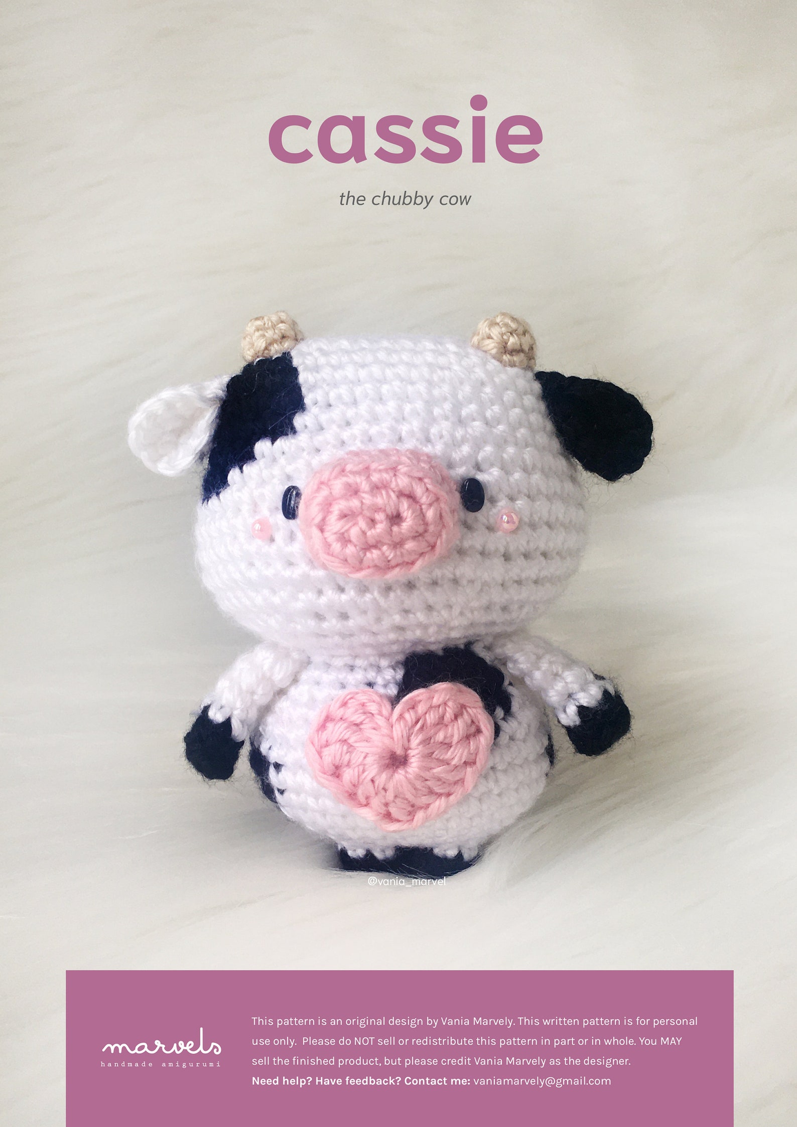 CROCHET PATTERN (PDF): Cassie the Cow Amigurumi / Plushie / Bagcharm - Etsy