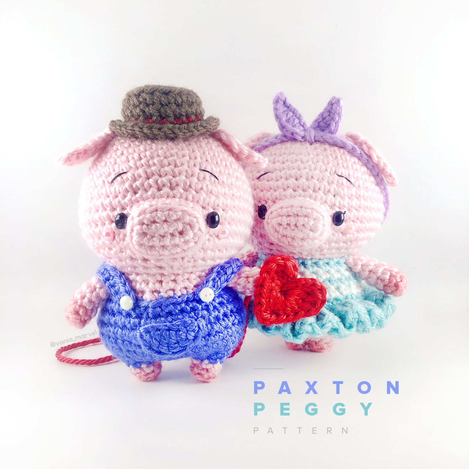 BUNDLE PATTERN: Paxton & Peggy the Valentine Pig Amigurumi / Plushie ...