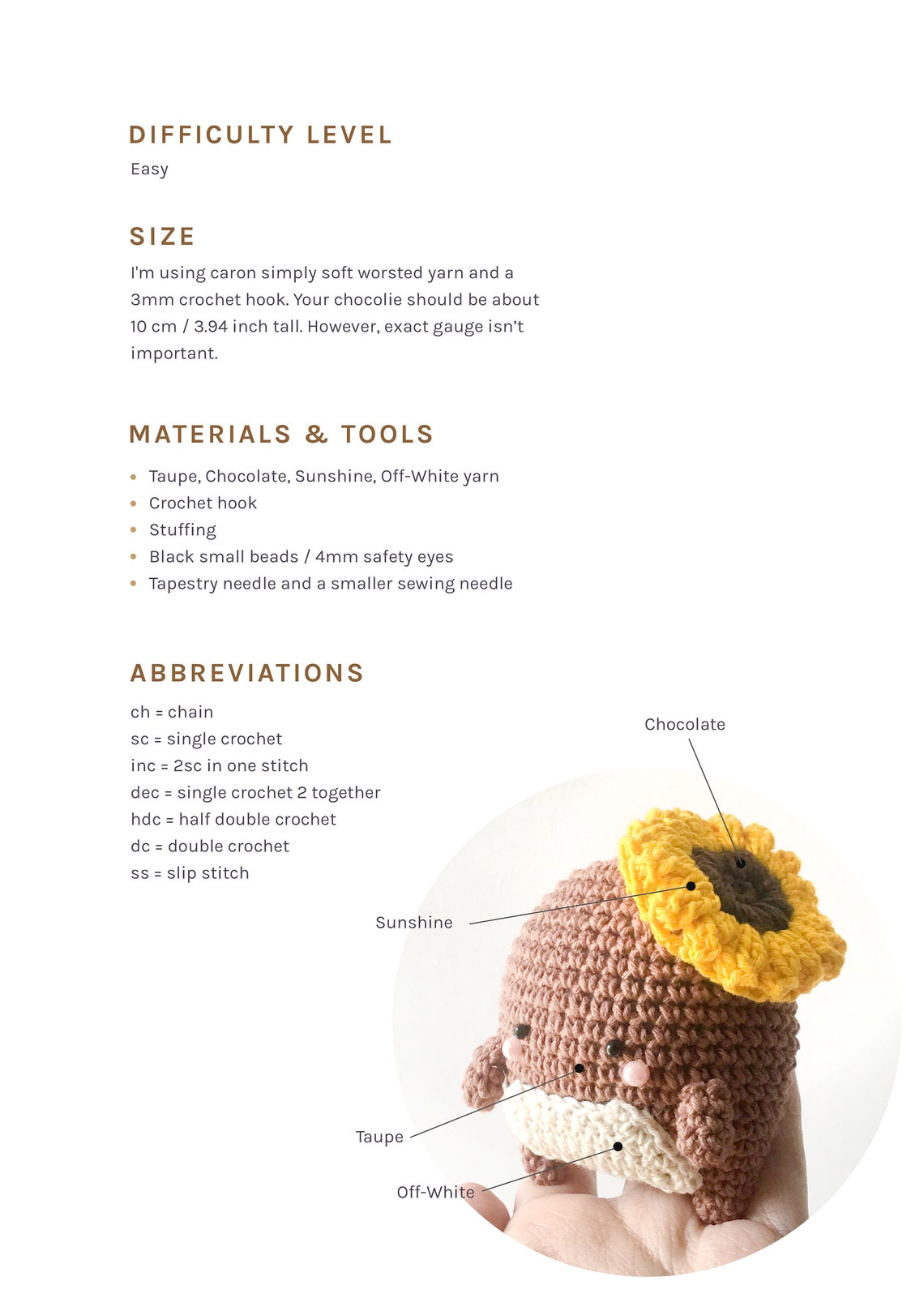 CROCHET PATTERN (PDF): Chocolie Amigurumi / Plushie / Bagcharm - Etsy