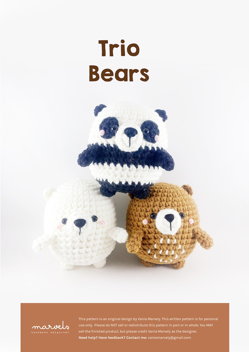 CROCHET PATTERN PDF: Trio Bears Amigurumi / Plushie / - Etsy