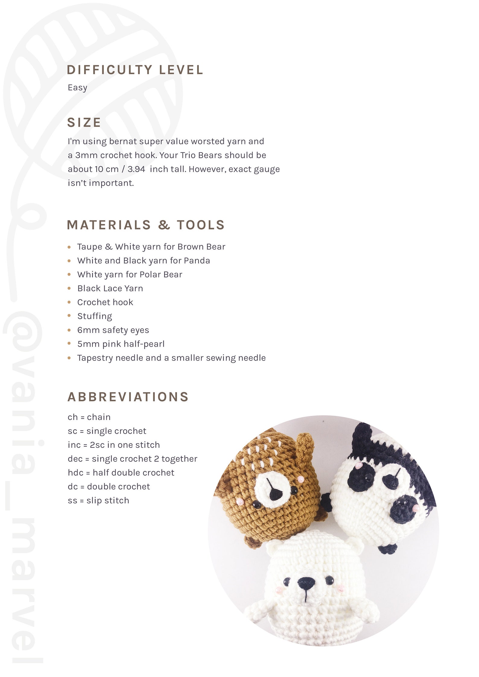 CROCHET PATTERN PDF: Trio Bears Amigurumi / Plushie / - Etsy