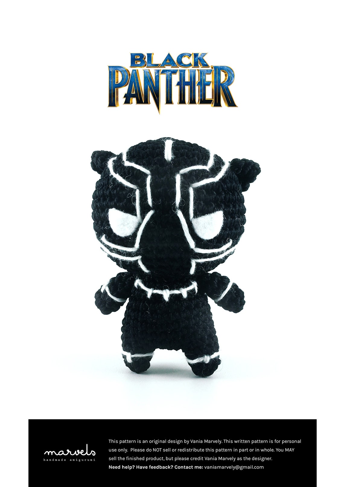 CROCHET PATTERN (PDF): Black Panther Amigurumi / Plushie / Bagcharm - Etsy