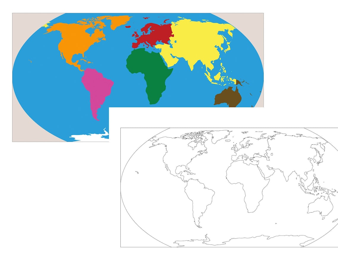 Continents Map - Etsy