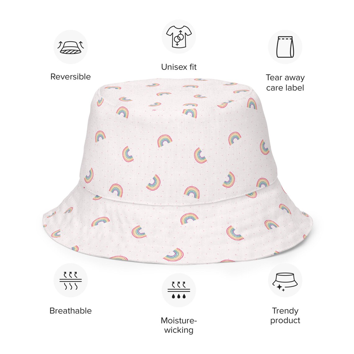 Rainbow Pride Reversible Bucket Hat Summer Hat LGBTQ Apparel Queer ...