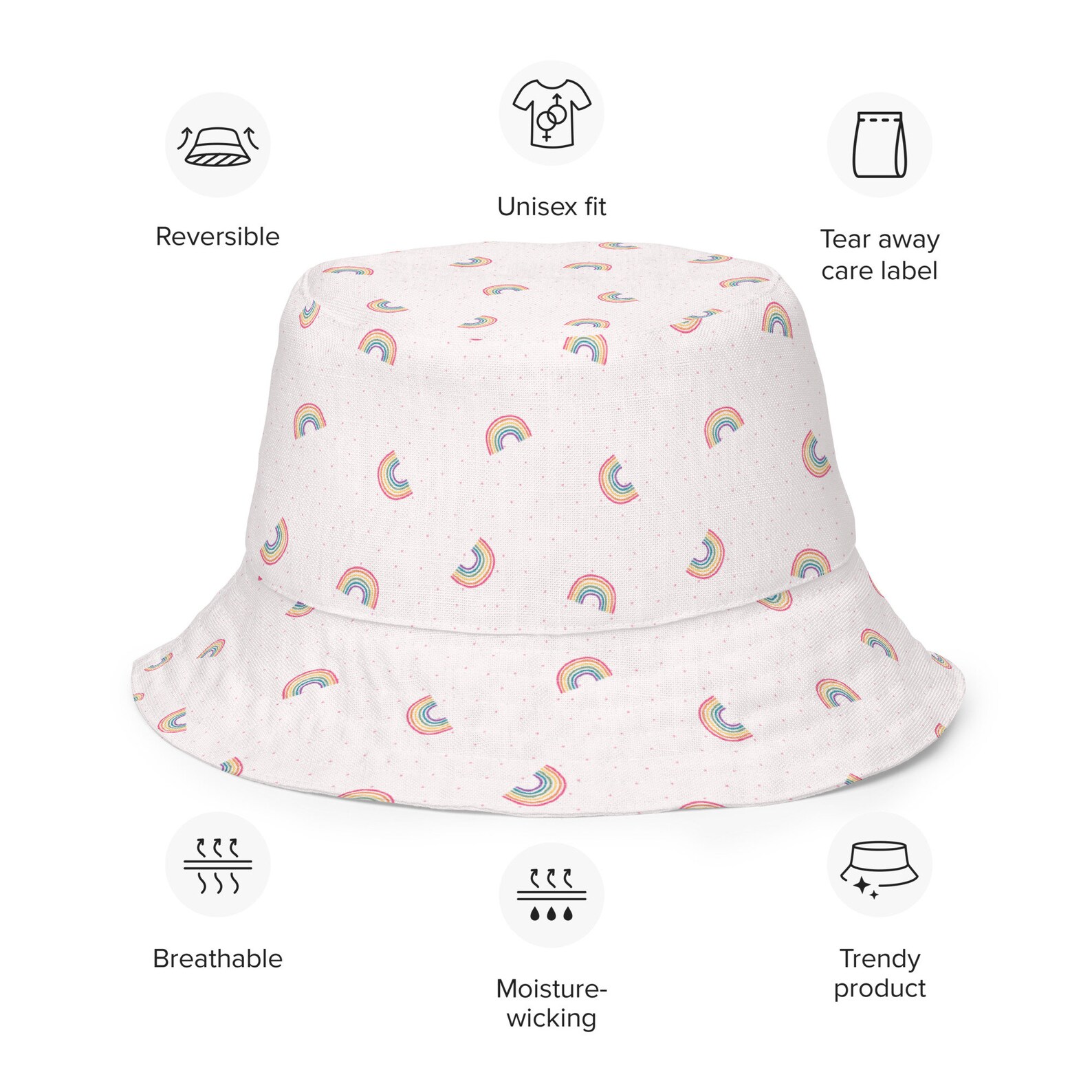 Rainbow Pride Reversible Bucket Hat Summer Hat LGBTQ Apparel Queer ...
