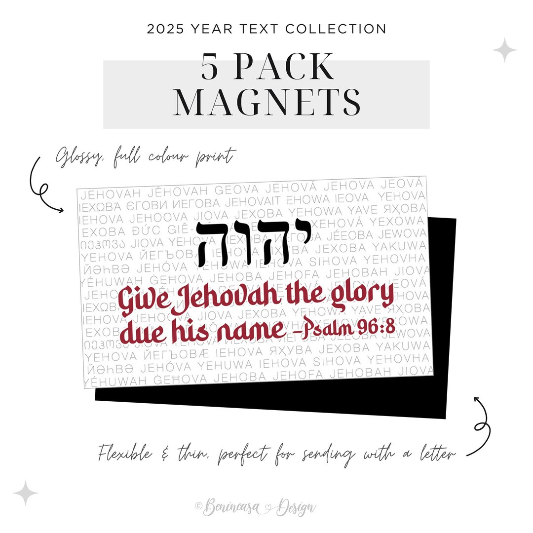 5 Pack JW Magnets 2025 Year Text of Jehovah's Witnesses Psalm 96:8 ...