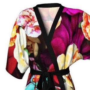 FLORAL KIMONO ROBE Womens Luxury Designer Silky Robe Floral Print ...