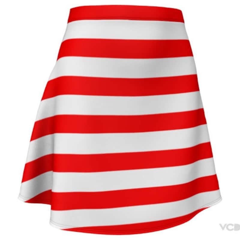 Red and White Striped Skirt - Etsy