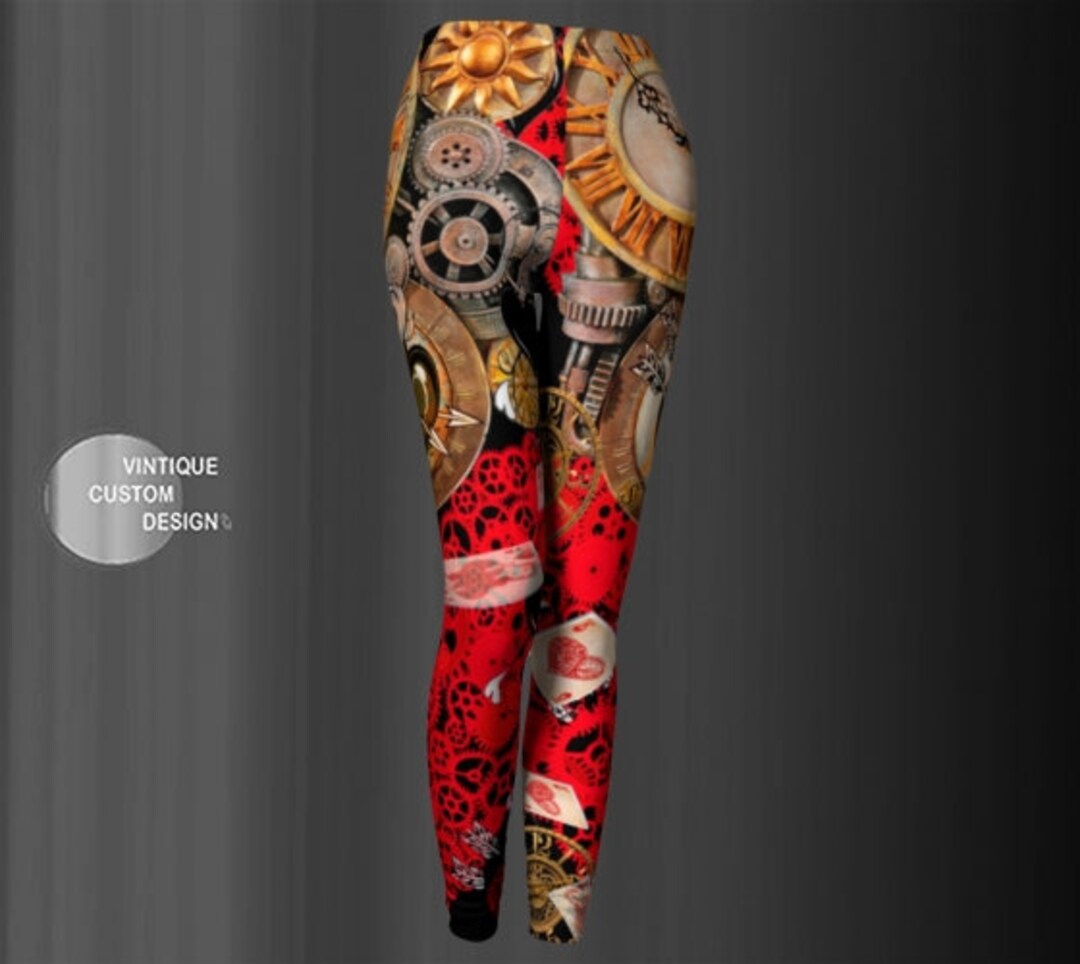 Steampunk Leggings: Printed Yoga Pants, Futuristic Cyberpunk Clothing ...