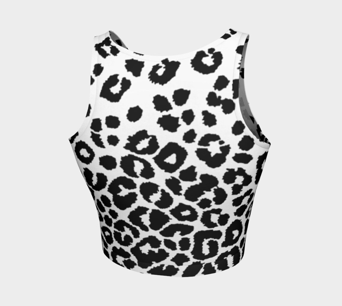 Snow LEOPARD Top Black and White Cheetah CROP TOP Womens | Etsy
