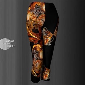 Steampunk Capri LEGGINGS YOGA PANTS for Women Futuristic Clothing Steam ...