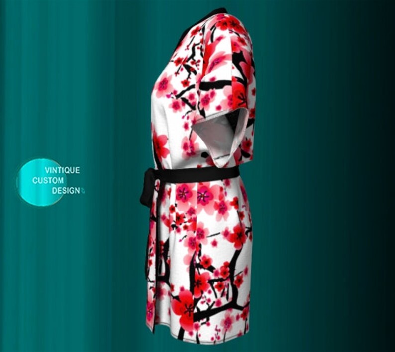 Cherry Blossom Kimono Robe: Silky Knit Floral Print Designer Robe - Etsy