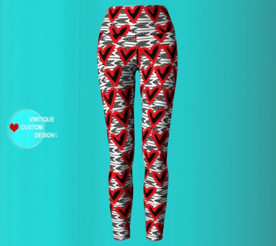 Heart Print Valentine's Day Leggings: Cupid's Arrow Yoga Pants - Etsy