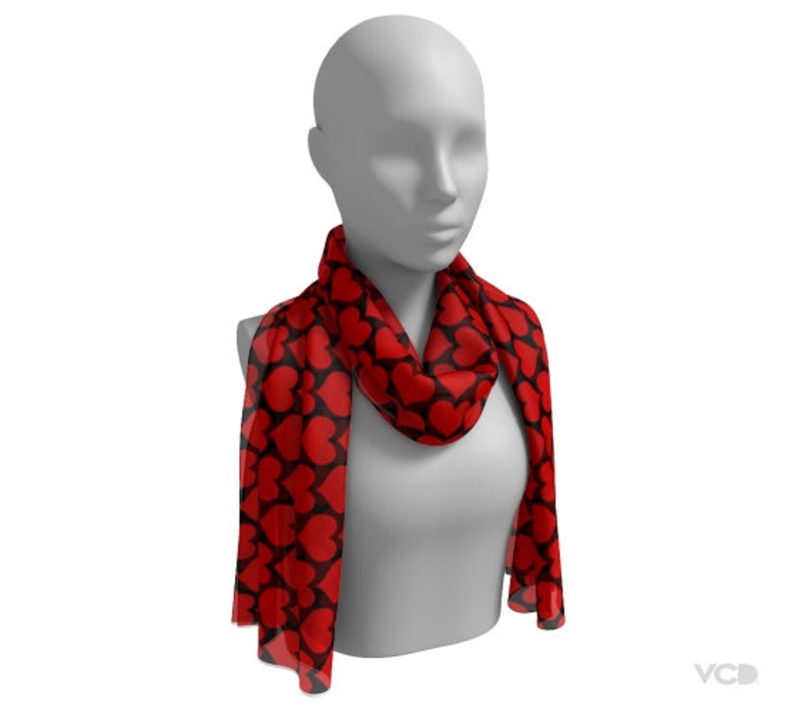 Red Heart Print Scarf: Silk or Polyester, Long or Square - Etsy