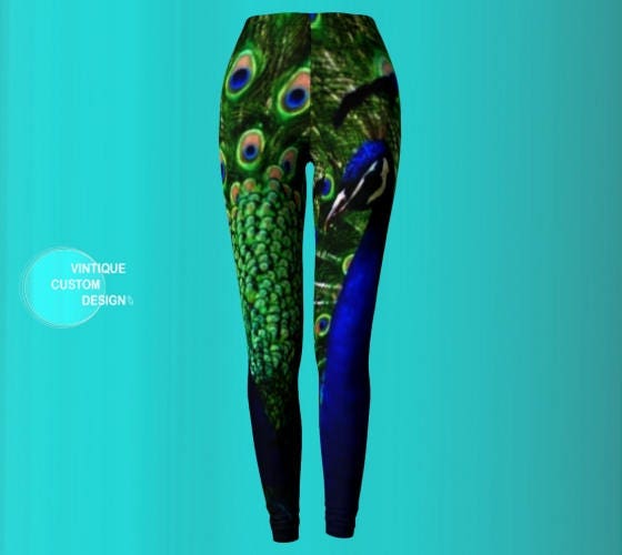 Peacock Leggings Womens Yoga Leggings Yoga Pants Peacock Feather