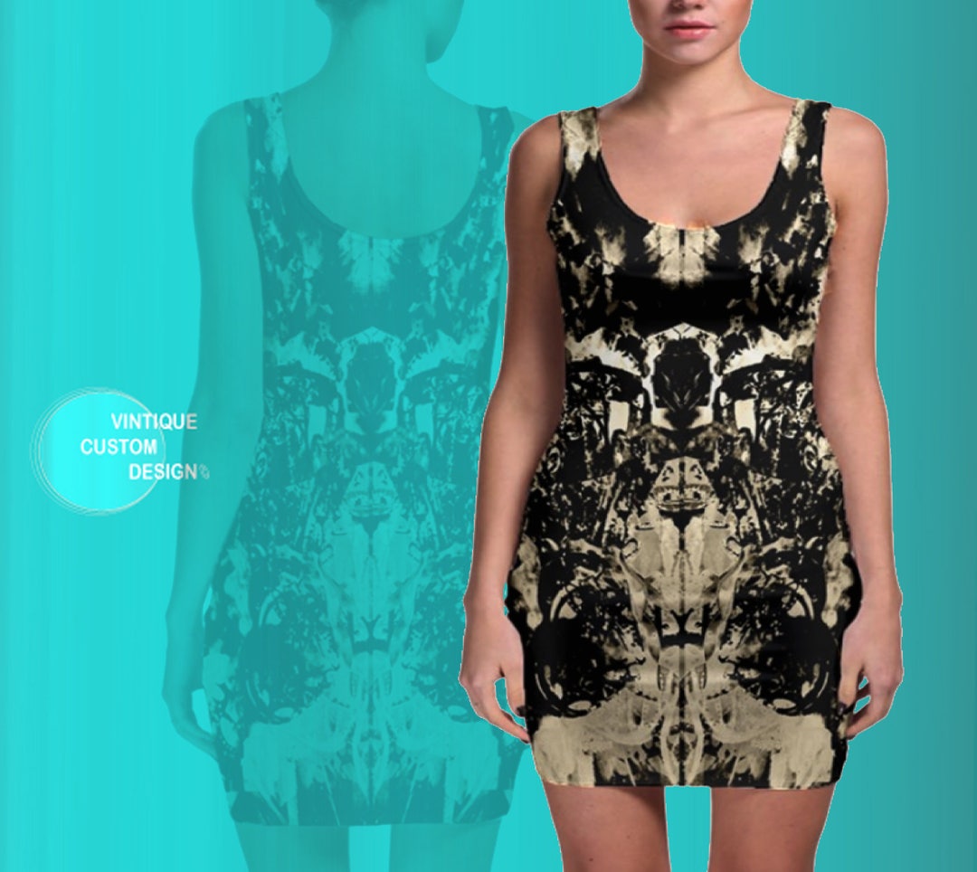 Boho Bodycon Dress: Designer Art Print Mini Dress - Etsy