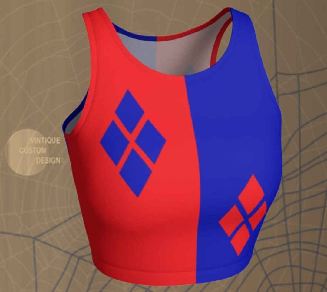 Harlequin Crop Top: Red and Blue Diamond Cosplay Costume - Etsy