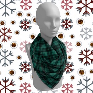 GREEN TARTAN PLAID Scarf for Women Long & Square Styles Plaid Scarf ...