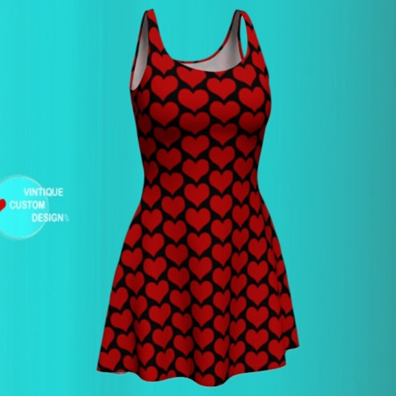Heart Print Dress - Etsy