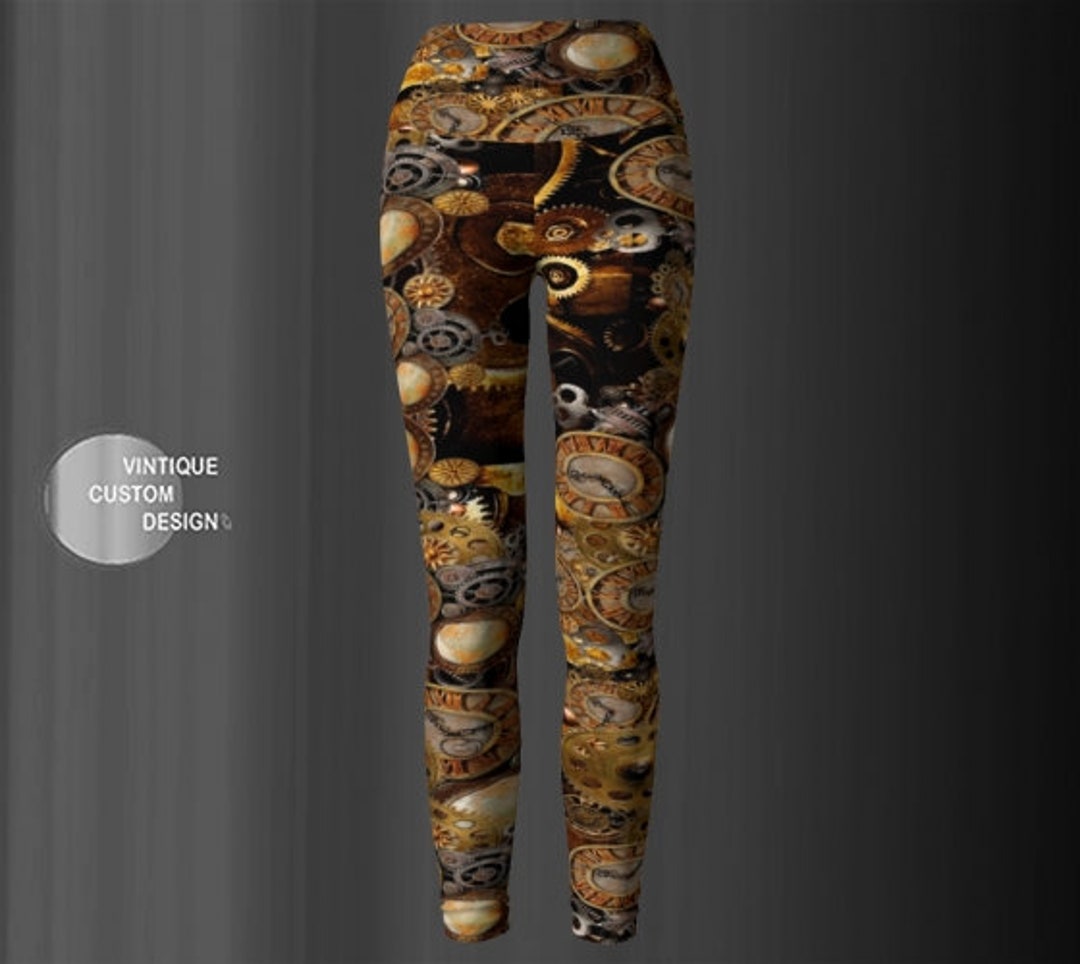Steampunk Leggings: Gears & Clocks Cyberpunk Yoga Pants - Etsy