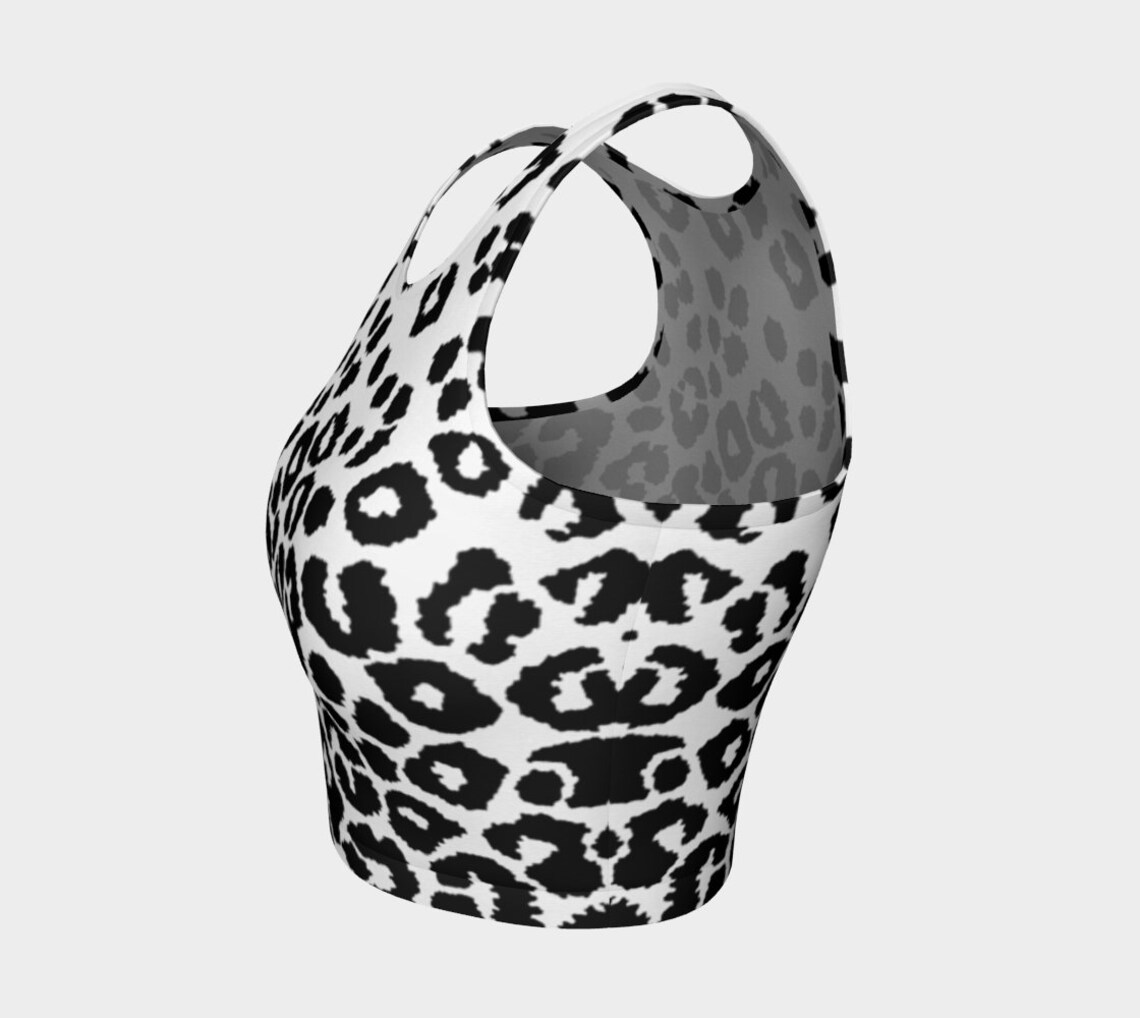 Snow LEOPARD Top Black and White Cheetah CROP TOP Womens | Etsy