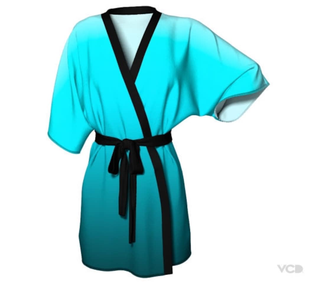 Turquoise Ombre Kimono Robe: Silky Knit Designer Robe - Etsy