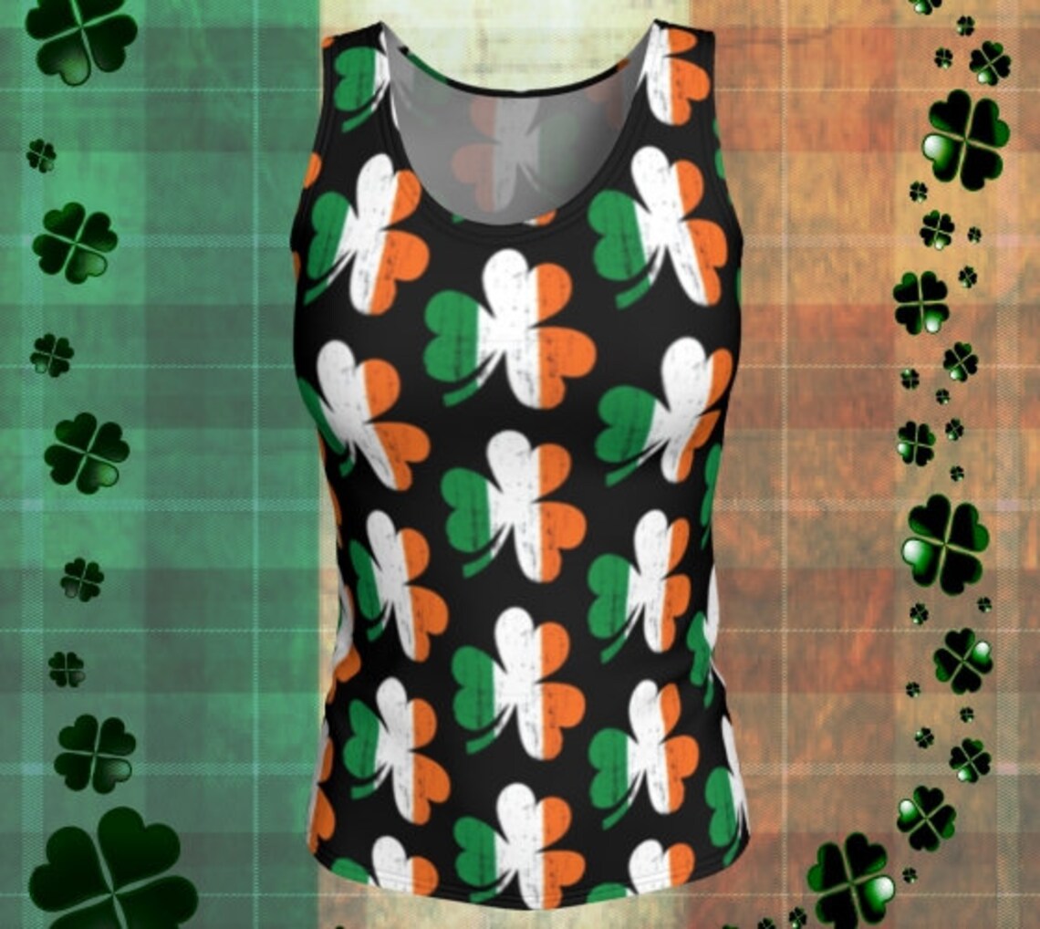 St. Patricks Day Tank TOP IRISH FLAG Shamrock Clover Tank Top Shirt St ...